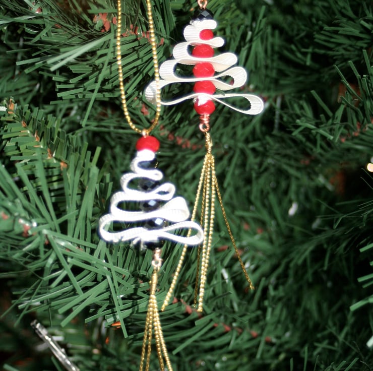 Ribbon and bead Christmas tree decoration - Folksy