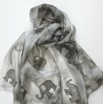 Grey Elephants silk scarf - Folksy
