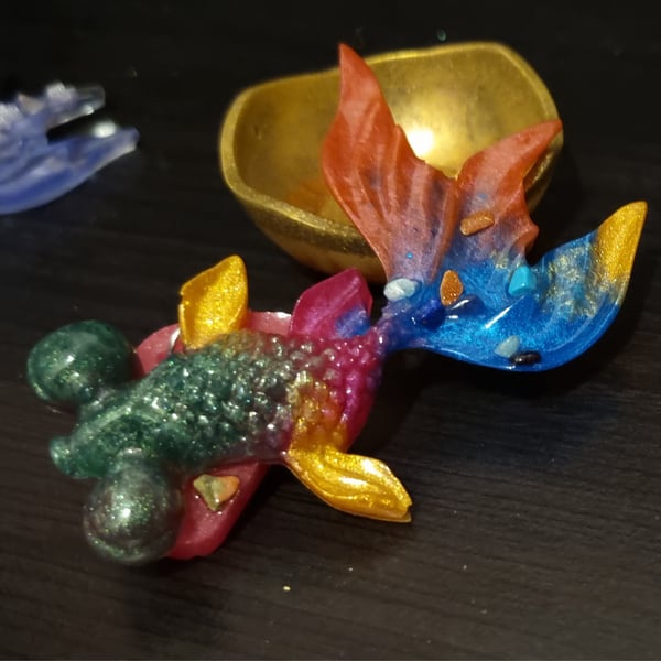Colourful gemstone fantail fish keyrings - Folksy