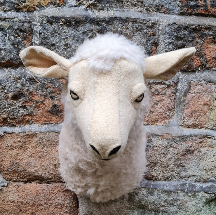 Faux sheep ewe head - Sheila the sheep - Folksy