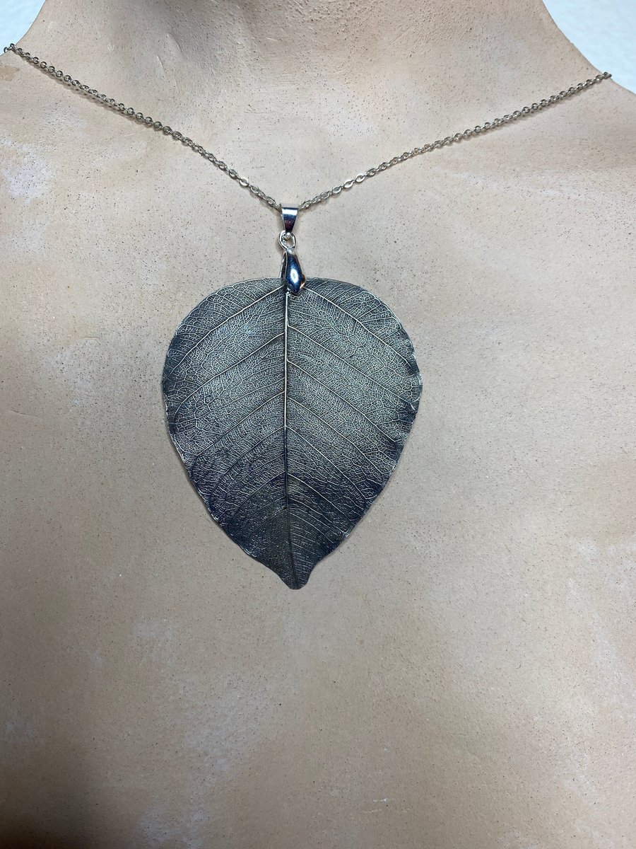 bodhi skeleton leaf pendant, Real leaf, Silver ... - Folksy
