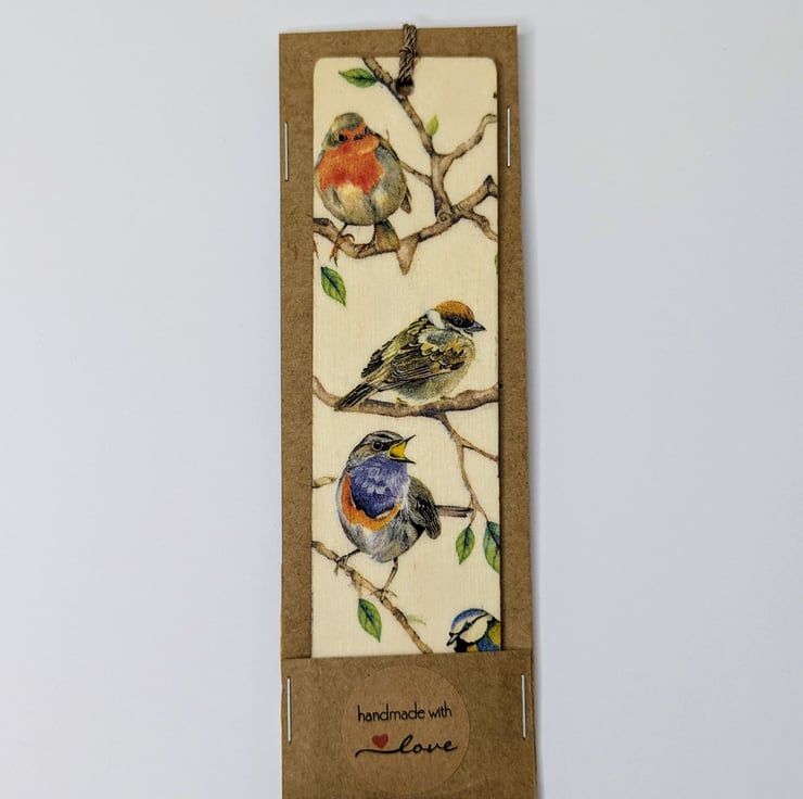 Garden birds wooden bookmark, gift for a natur... - Folksy