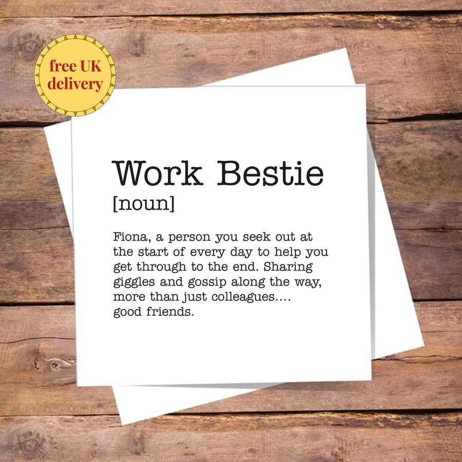 Work Bestie Definition Card - Birthday, Thank y... - Folksy