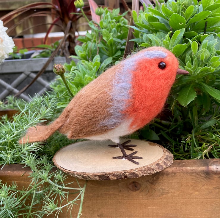 Needle felted robin decoration, woollen sculpture - Folksy