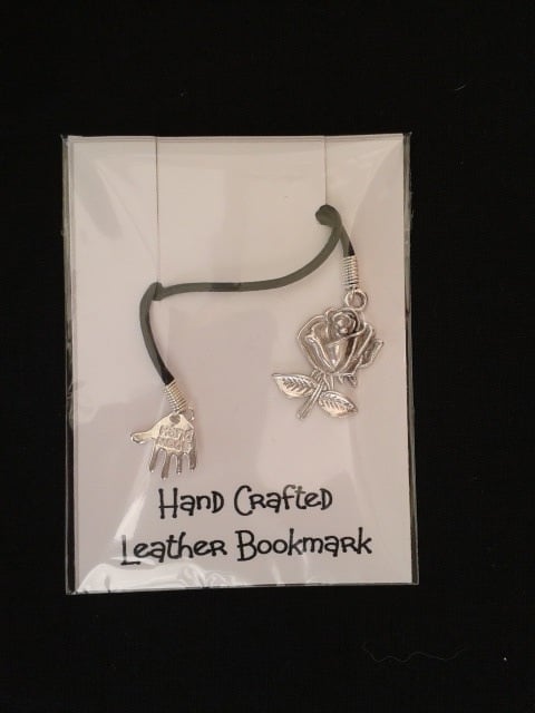 Rose charm and leather thong bookmark - Folksy