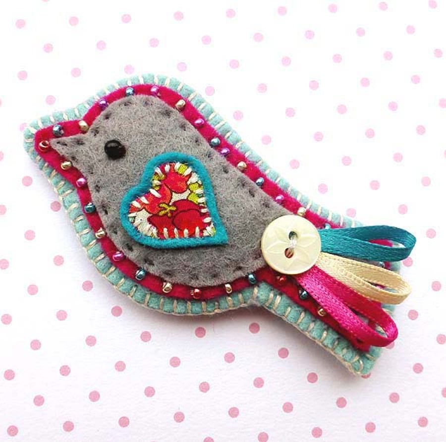 Love Bird Brooch - Folksy