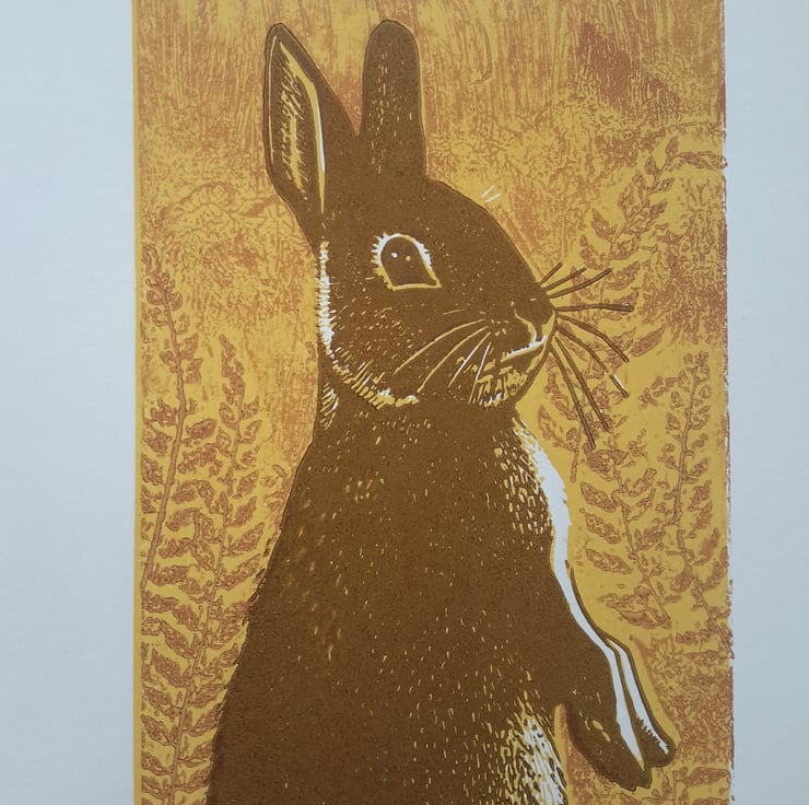 Linocut 'wildlife Bundle' Rabbit print and two ... - Folksy