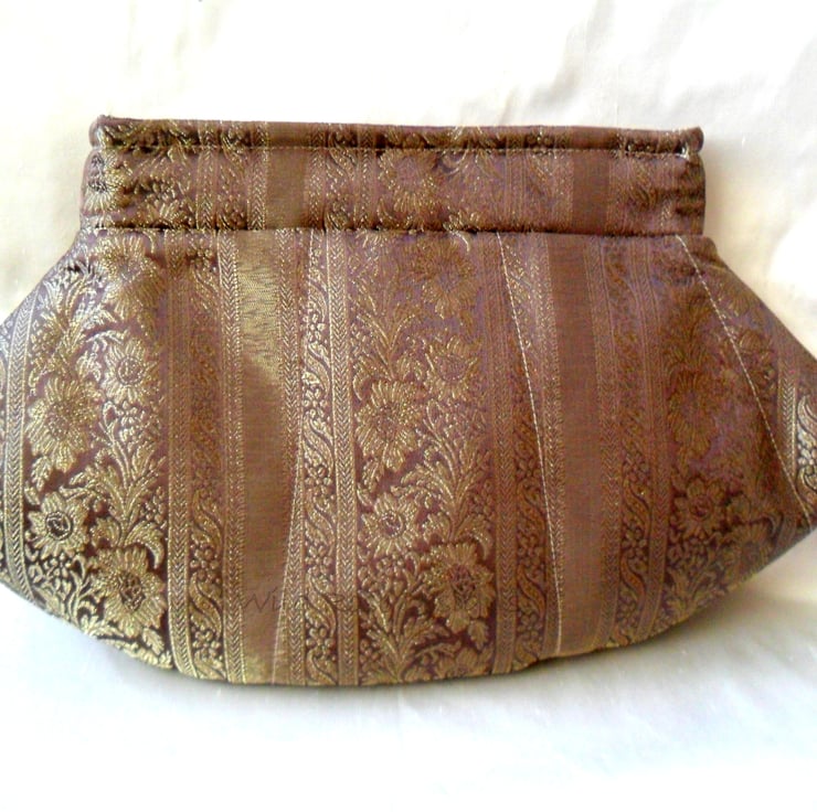 Gold brocade evening bag - Folksy