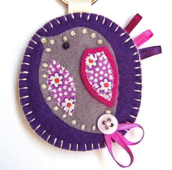 Bird Keyring ... Bag Charm - Folksy