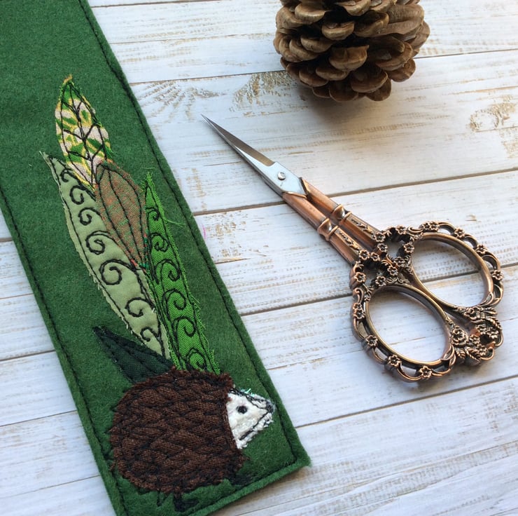 Embroidered Hedgehog bookmark. - Folksy
