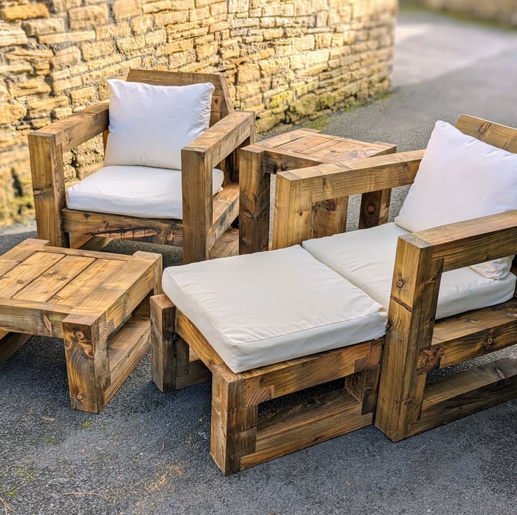 Rustic-Industrial Solid Wood Garden Chair Large... - Folksy