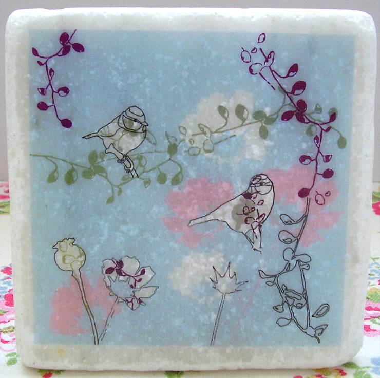 white marble decorated coasters - Folksy