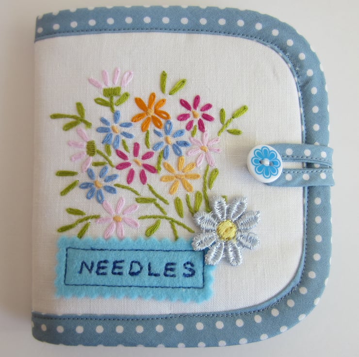 Vintage Embroidery Floral Sewing Needle Case wi... - Folksy