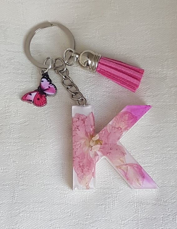 SALE - Pretty Pink Flower Letter K Alphabet Key... - Folksy