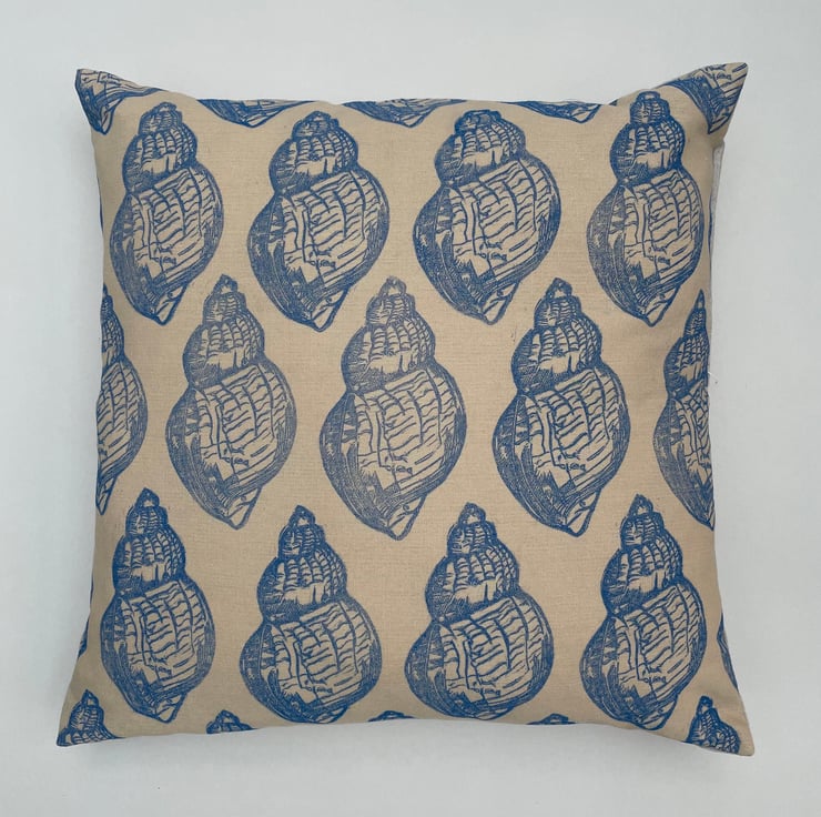 Sea Shell Cushion - Original Handprinted Lino P... - Folksy