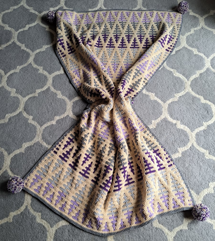 Nordic Trees Mosaic Crochet Blanket - Folksy