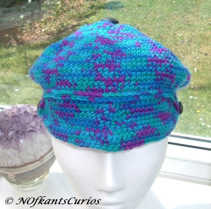 Turquoise Partie! Crocheted Flat Cap in Turquo... - Folksy