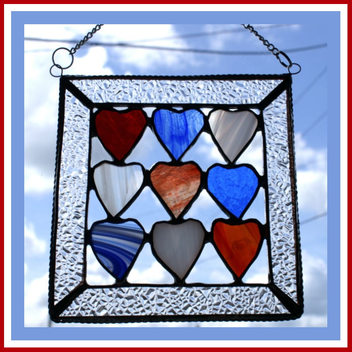 Valentine Hearts Suncatcher Stained Glass Love ... - Folksy