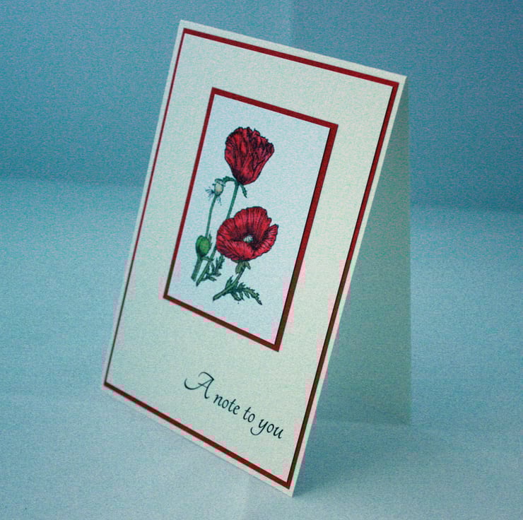 Set of 4 poppy note cards - Folksy