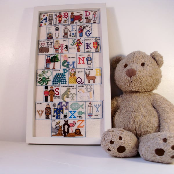 Personalised nursery alphabet sampler,cross sti... - Folksy