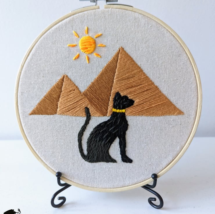 Handmade ancient Egyptian embroidery hoop art - Folksy