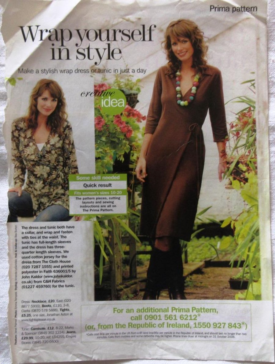 A multi-size sewing pattern for a woman's wrap ... - Folksy