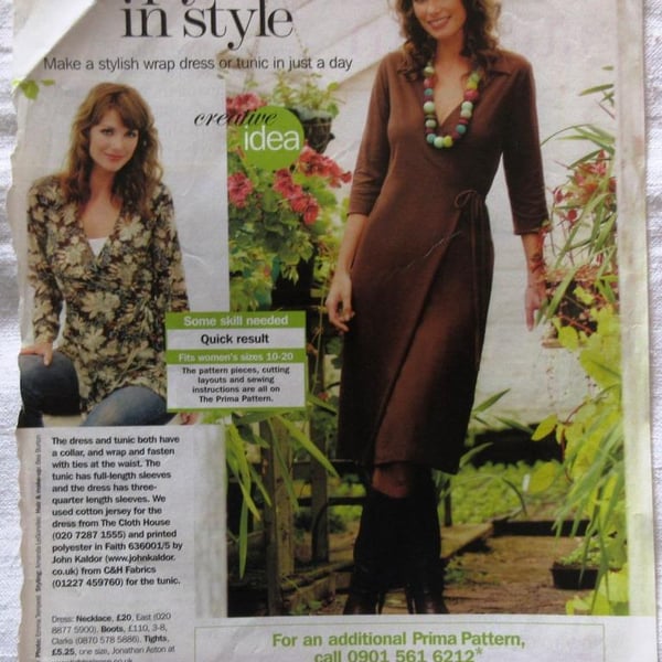 A multi-size sewing pattern for a woman's wrap ... - Folksy