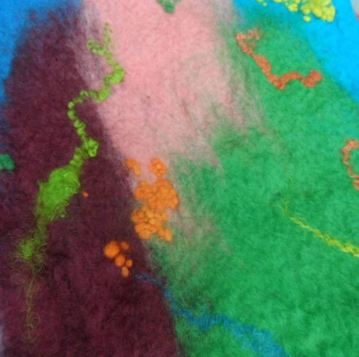 Felted Harlequin Scarf, merino wool with wool a... - Folksy