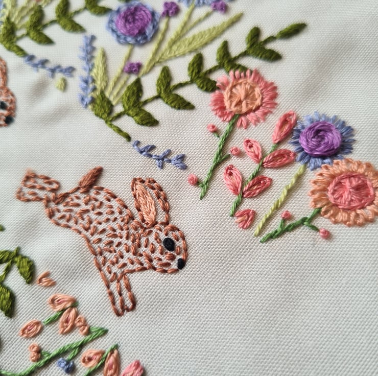 Spring Rabbits Hand Embroidery PDF Pattern - Folksy