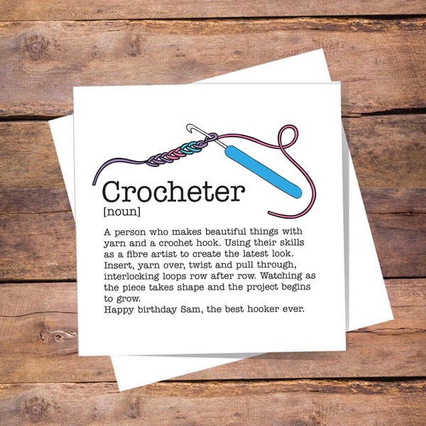 Crochet, Knitter Personalised Definition Card -... - Folksy