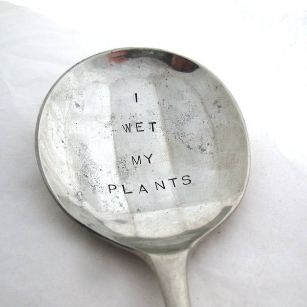 I Wet My Plants, Spoon Plant Pot Marker - Folksy