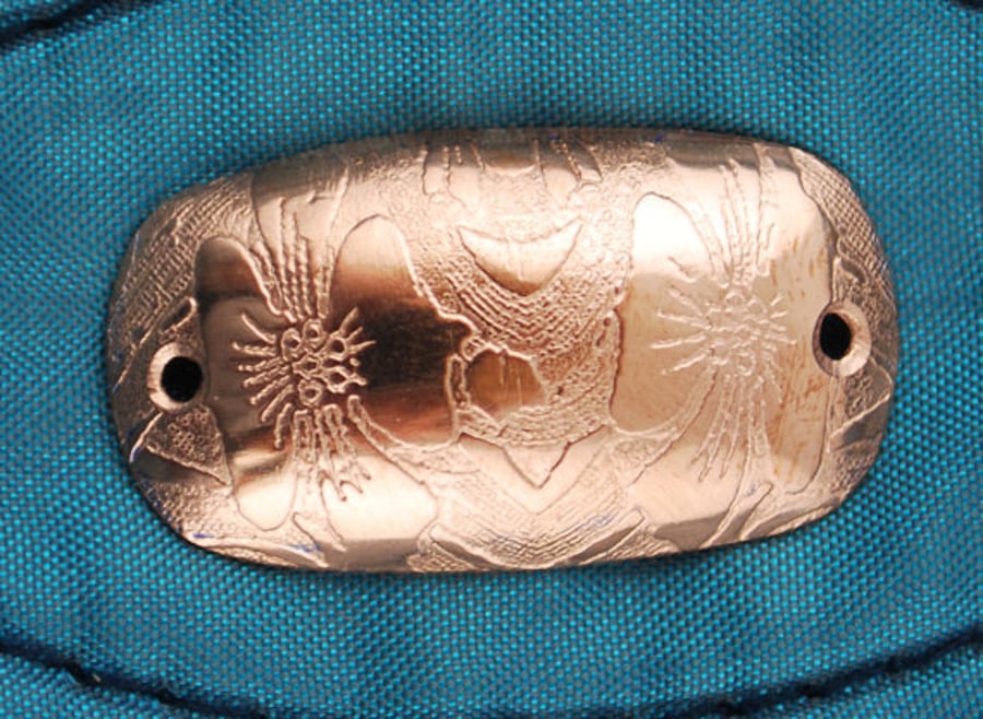 Floral domed rectangular Copper Spacer connecto... - Folksy