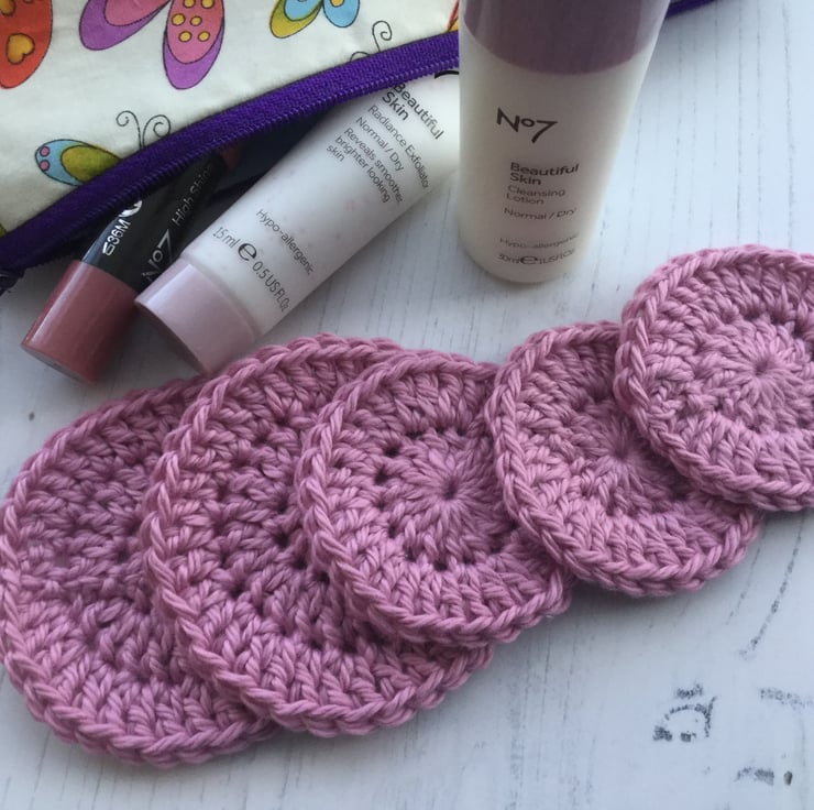 Crochet Reusable Makeup Remover Pads in Pink - Folksy