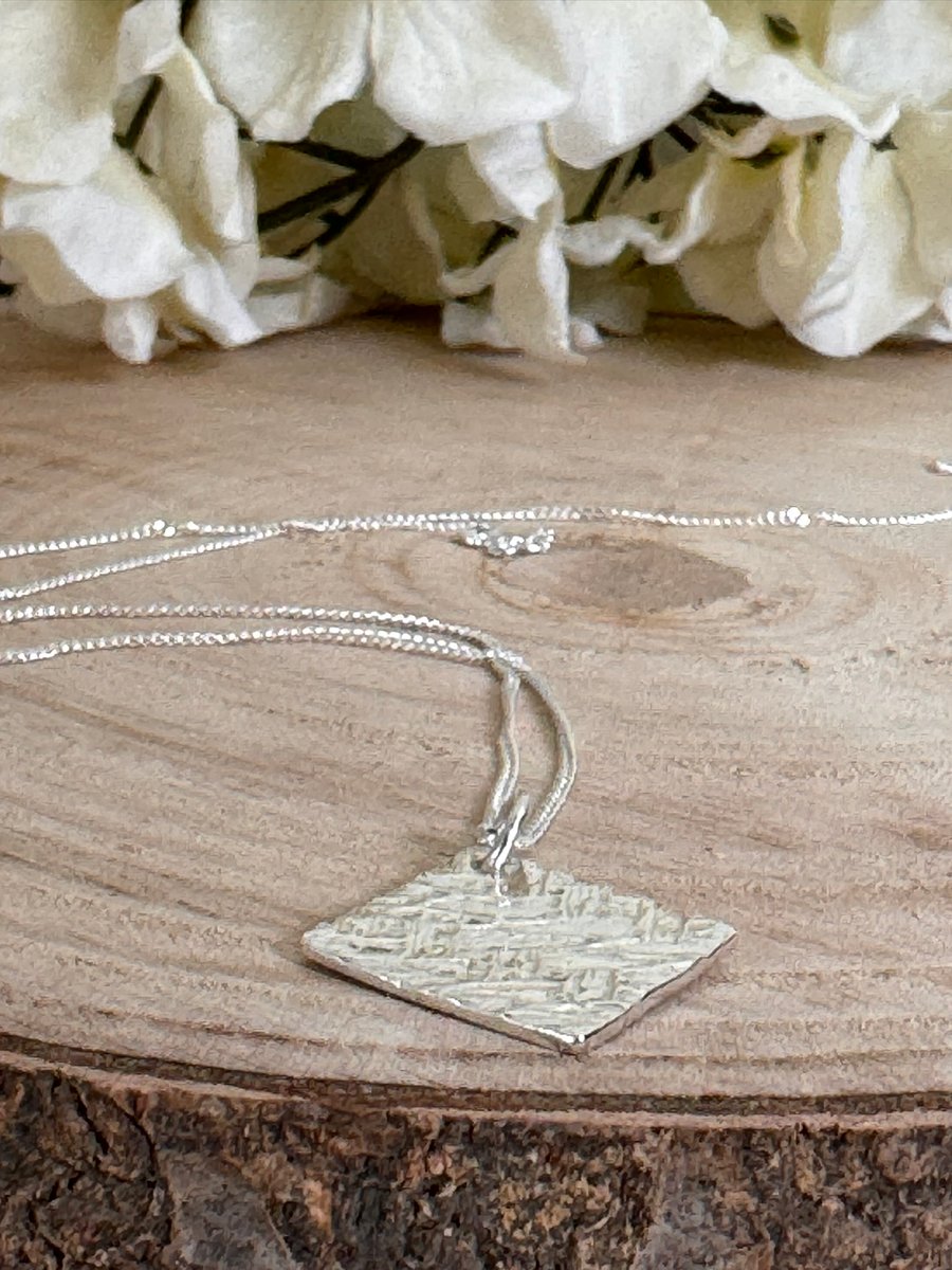 Fine Silver Square Pendant - Folksy