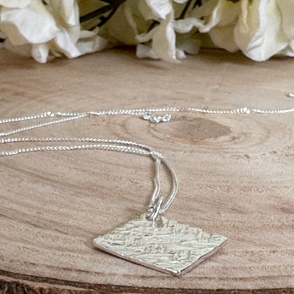 Fine Silver Square Pendant - Folksy