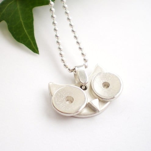 Tiny Silver Owl Pendant - Folksy