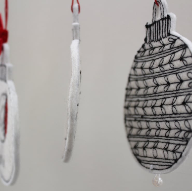 Three Wool Felt Christmas Baubles - Hanging Dec... - Folksy