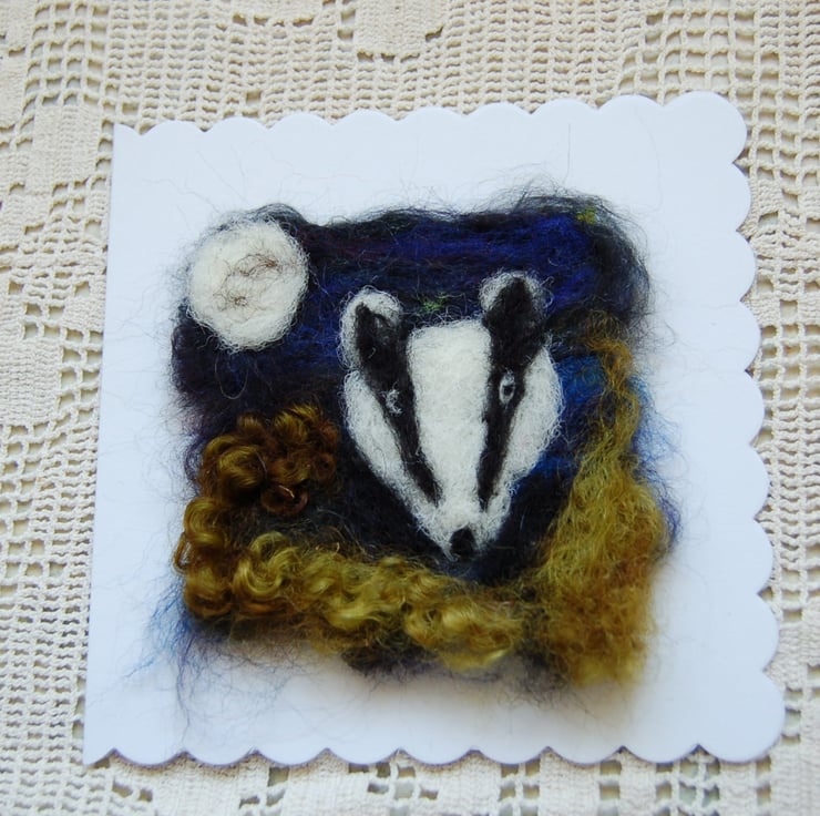 Birthday card. Needle felt Badger. Blank greeti... - Folksy