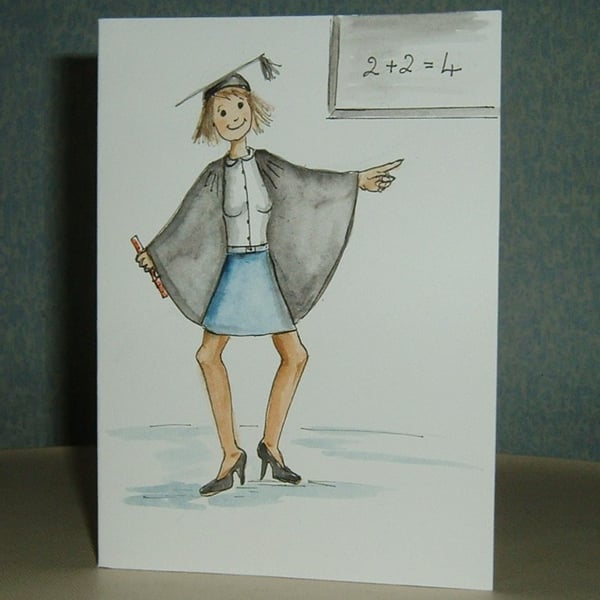 Thank you Teacher cartoon greetings card ref 711 - Folksy