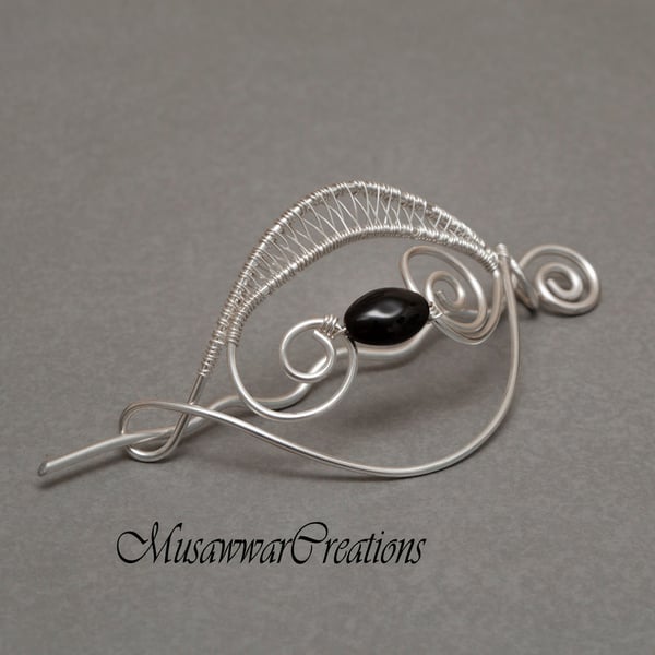 Bridal hair bun slide, Silver Hair bun holder, ... - Folksy