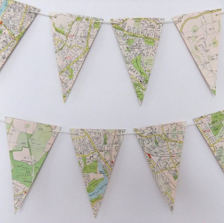 London Map Bunting - eco-friendly bunting - Folksy