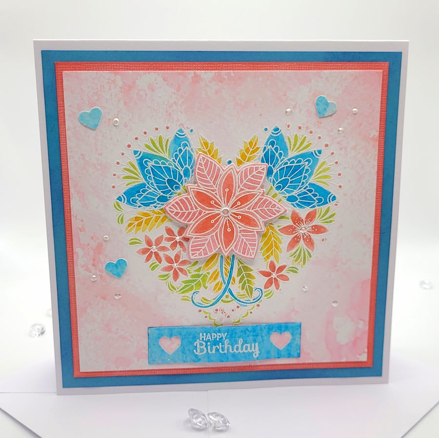 Seconds Sunday Birthday Card - watercolour hea... - Folksy