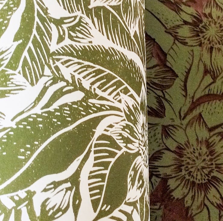 Hellebore Lino Print Green - Folksy