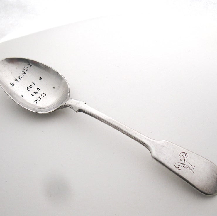 Brandy Spoon, Handstamped Vintage Dessertspoon,... - Folksy