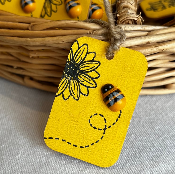‘Bee Happy, Bee Fabulous! Wooden Decorations x 3 - Folksy
