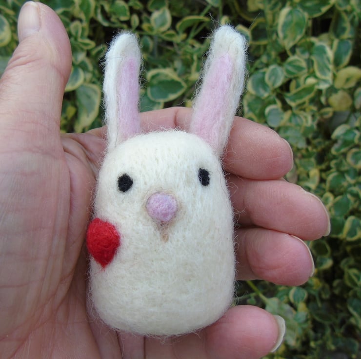 Cute white rabbit - Easter decor - wool rabbit ... - Folksy