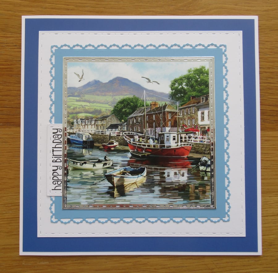 Harbour Scene - Large Birthday Card - Folksy