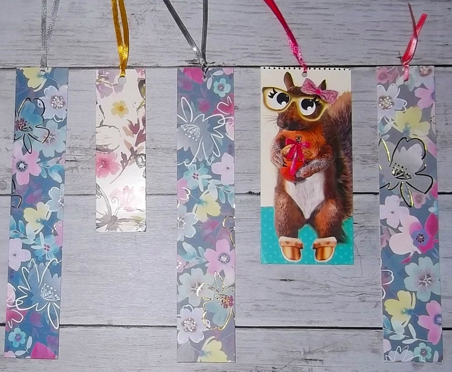 Bookmarks Handmade bundle of 5 Card Floral with... - Folksy