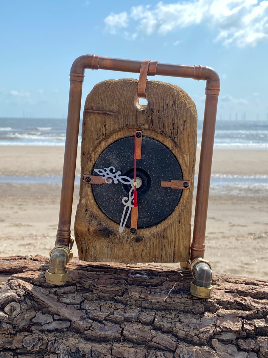 Driftwood and plumbing joints and pipe clock - Folksy