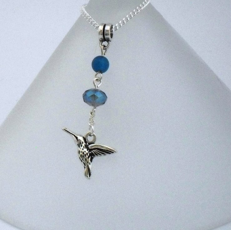 Blue gemstone & crystal humming bird charm ... - Folksy